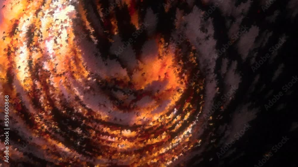 Colorful fog vortex with shiny particles. Motion. Cosmic swirling ...