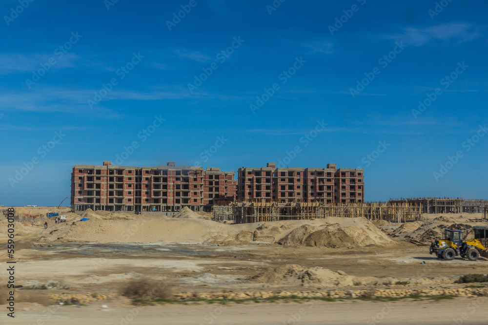 Construction site of the New Mansoura city in the Nile delta, Egypt ...