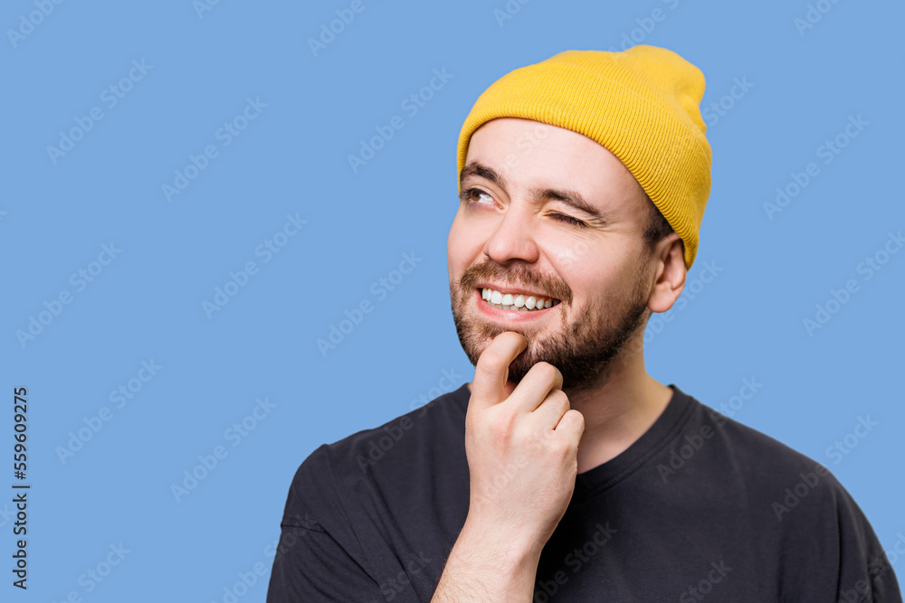 Worried contemplative Thinking face expressions. Handsome male model ...