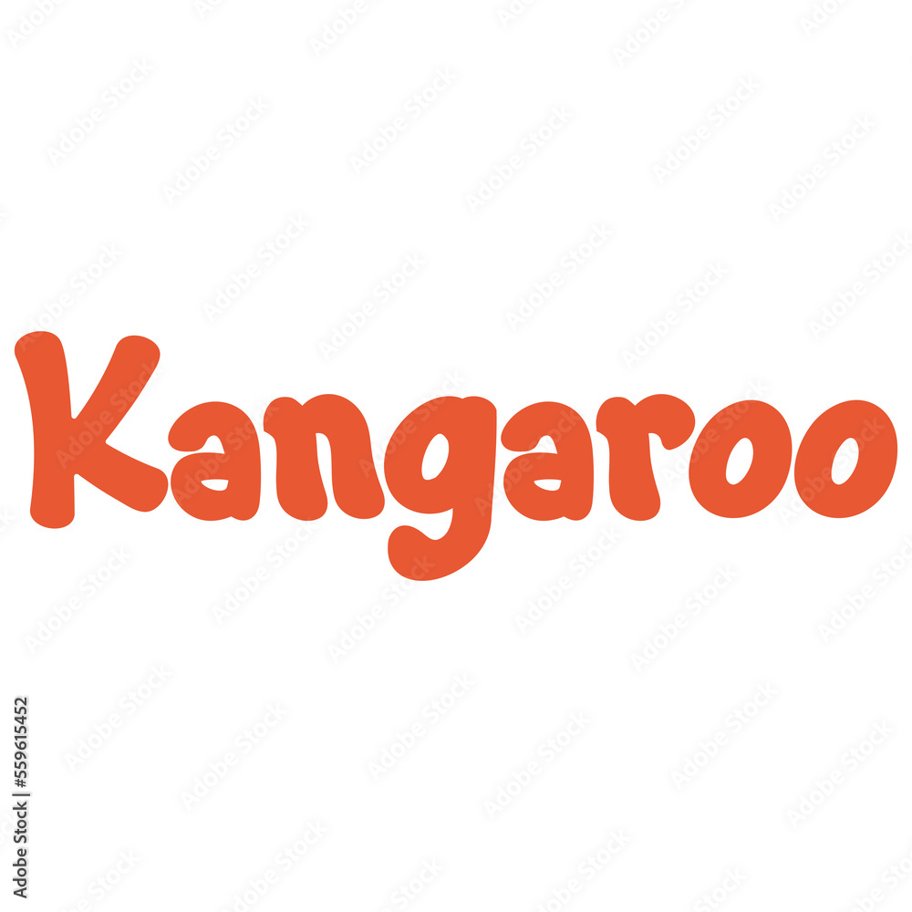 Kangaroo Animal Name Lettering Concept on Transparent Background Stock ...