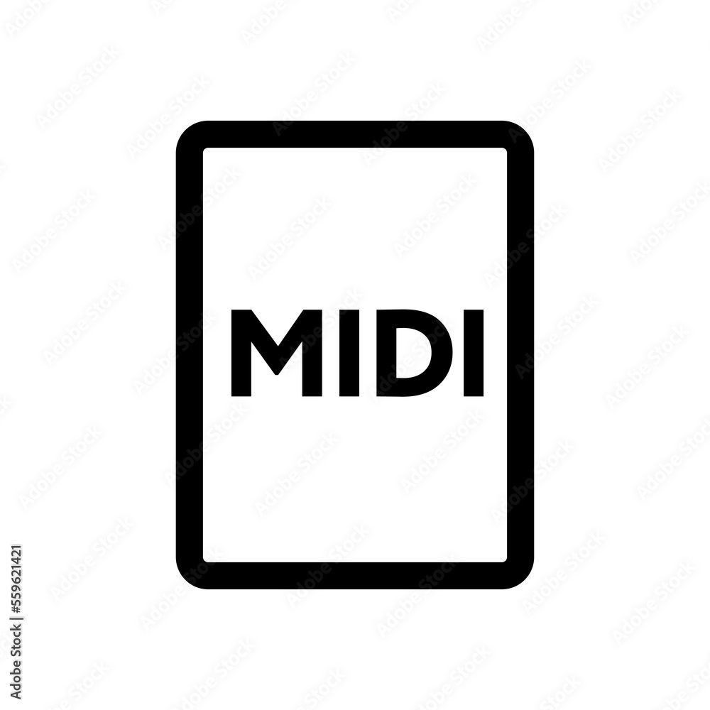MIDI file icon line isolated on white background. Black flat thin icon ...