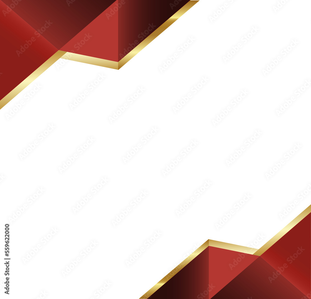 3D Red & Gold Abstract Triangular Shapes Transparent Border Frame ...
