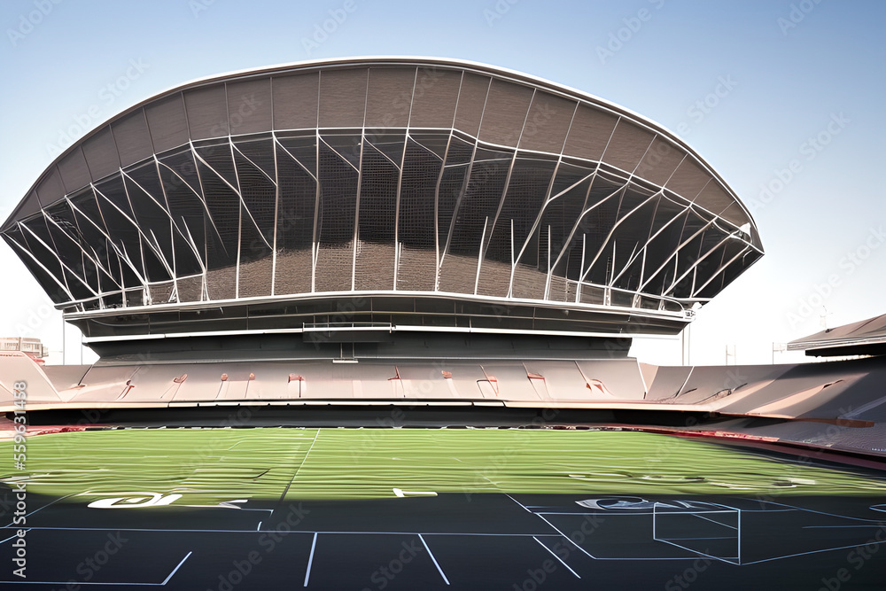 exterior photo of a football stadium nobody, daylight, indirect ...