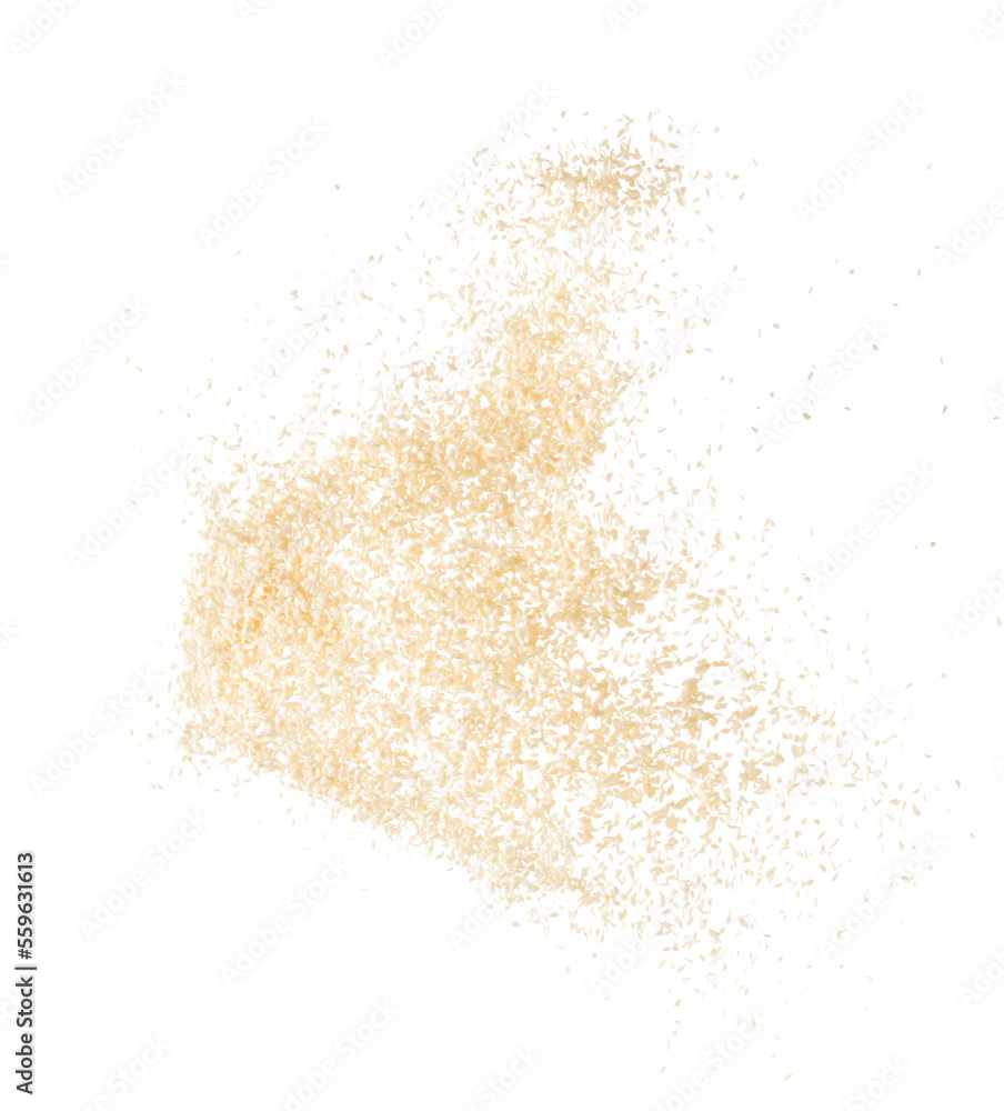 White Sesame seeds flying explosion, White grain wave floating ...