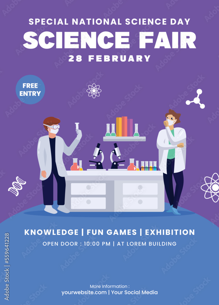 Vector flat of science fair background suitable for, brochure, poster ...