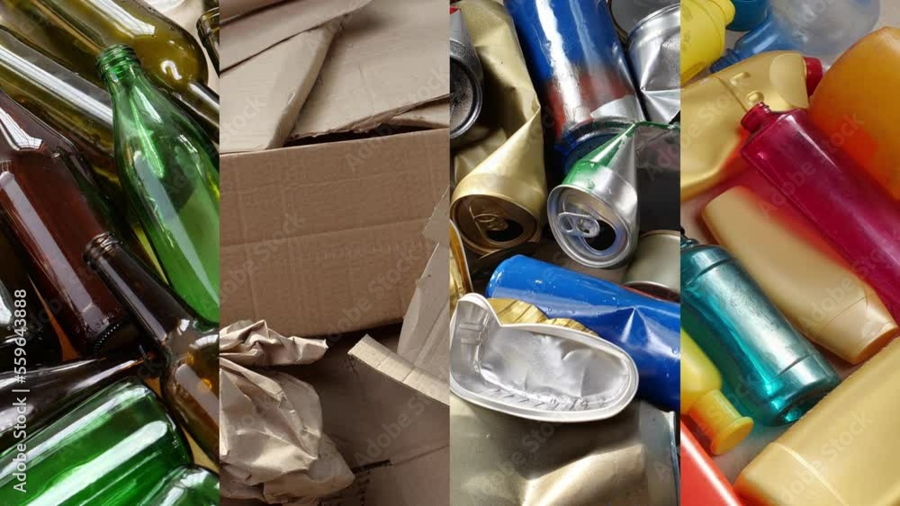Separate collection of waste paper, plastic, metal or glass. Recyclable ...