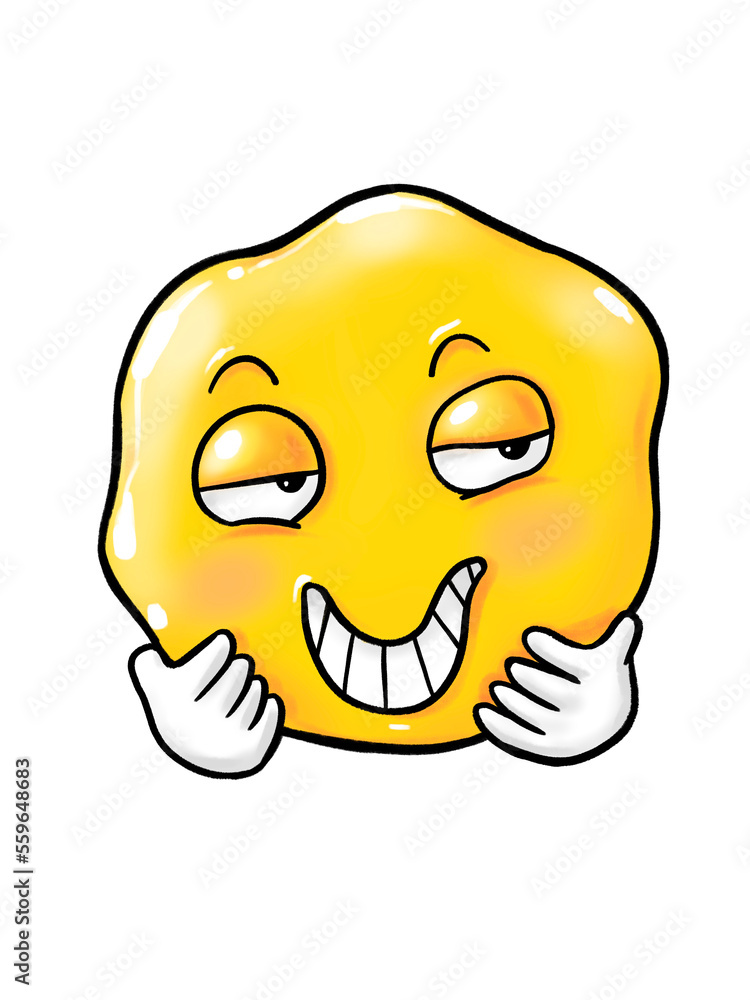round cartoon face and various shapes show facial expressions and ...