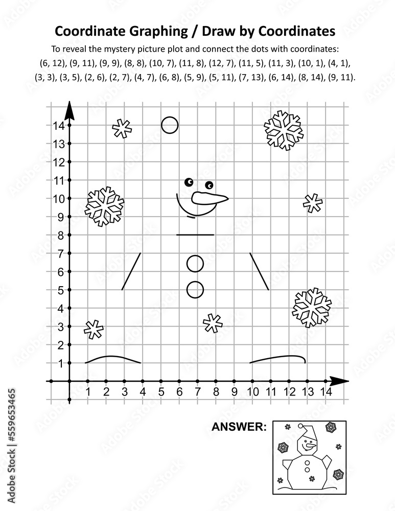 Coordinate graphing, or draw by coordinates, math worksheet with ...