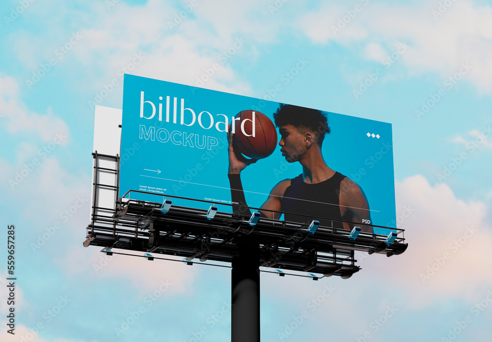Horizontal Billboard in a Bright Day Mockup Stock Template | Adobe Stock