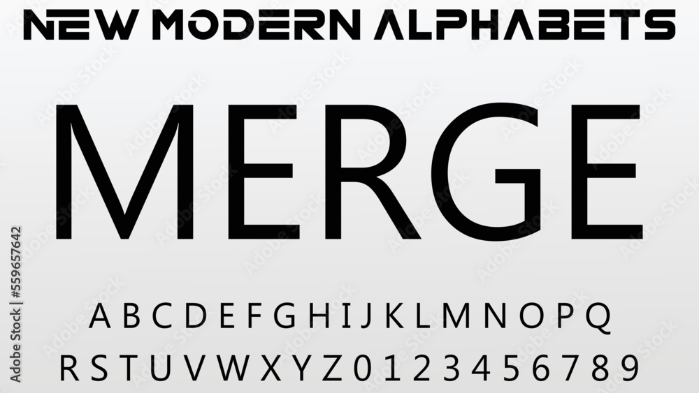 MERGE Luxury Minimal Modern Tech Alphabet Letter Fonts. Typography ...