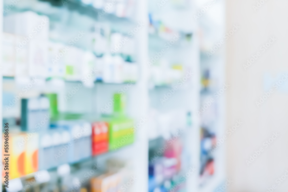 Pharmacy blurred abstract background qualified drug, medicinal product ...