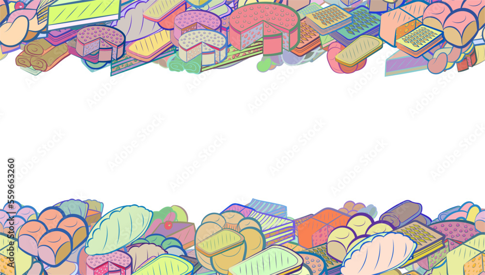 Background pattern abstract design texture. Bakery products. Horizontal ...