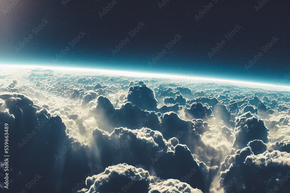 Splendid background cloudscape above the earth's atmosphere in the ...