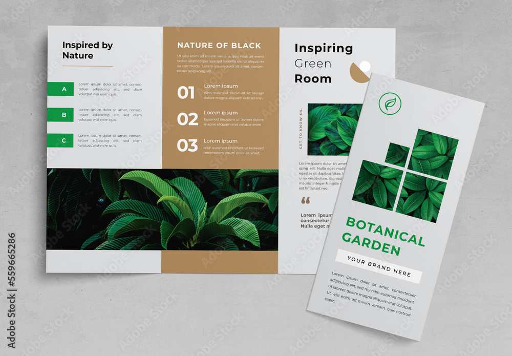 Botanical Trifold Brochure Design Stock Template | Adobe Stock