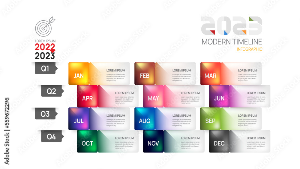 Infographic 2023 template for business. Modern Timeline diagram ...