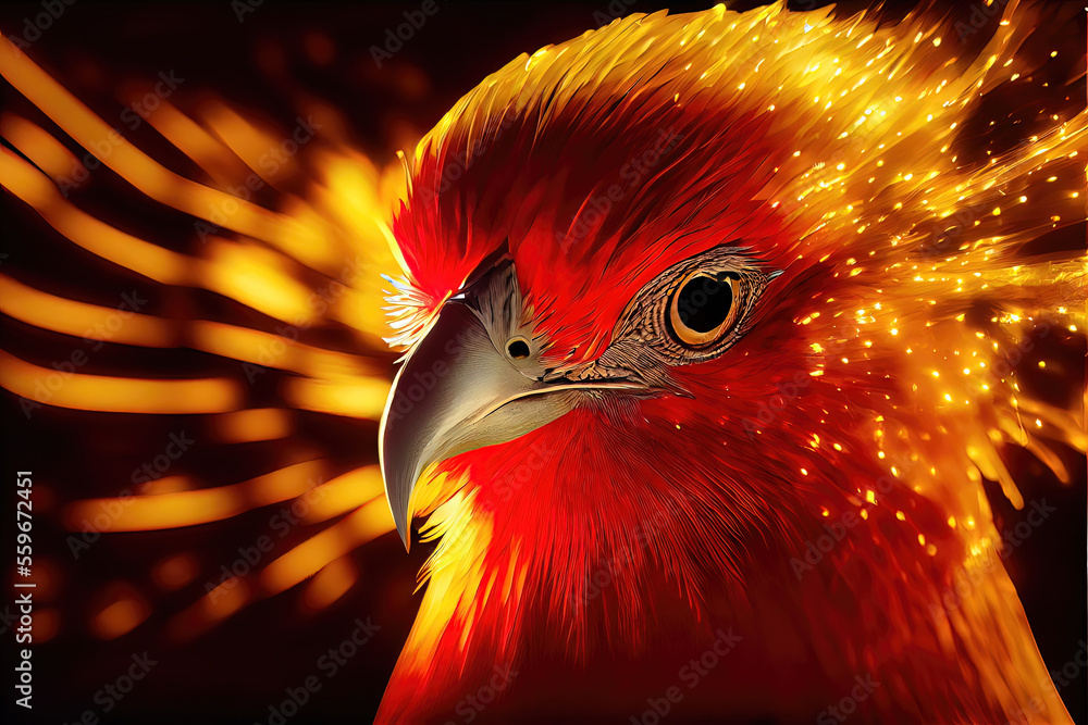 Burning Phoenix Bird - This fiery bird has hot orange and red-orange ...