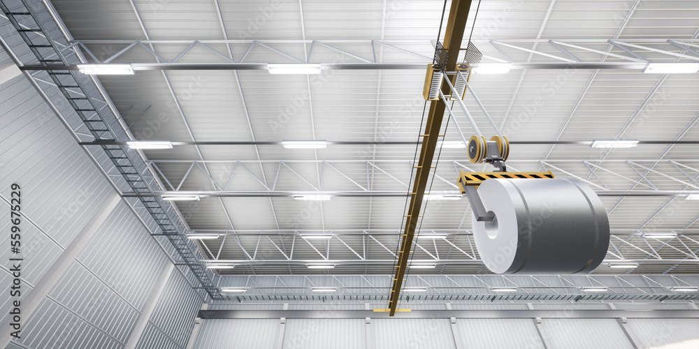 3d rendering of roll steel, stainless or galvanized steel coil inside ...