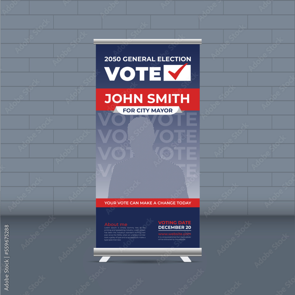 Election campaign rollup template of political election voting ...
