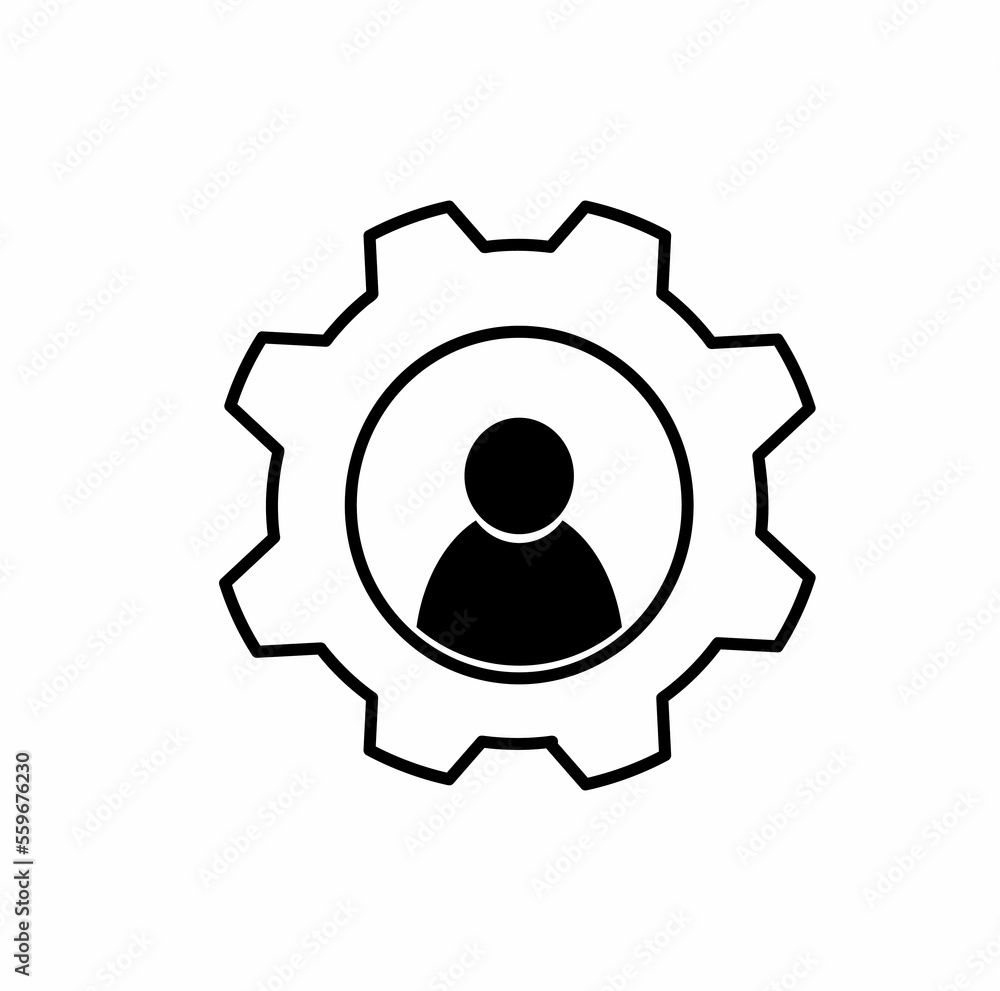 avatar, technical support icon, human figure and gear icon, sketch ...