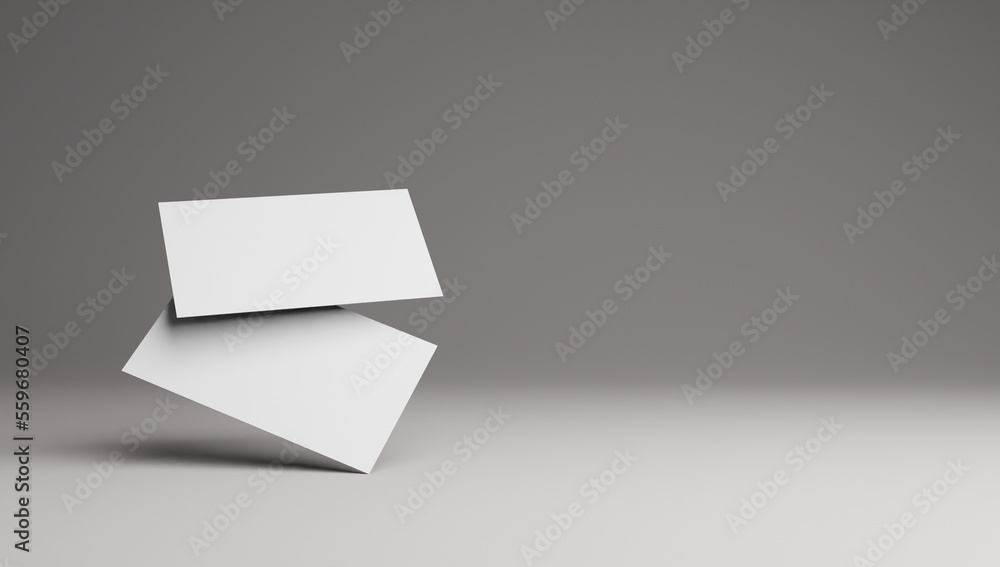 Blank white card isolated on grey pastel color background minimal ...