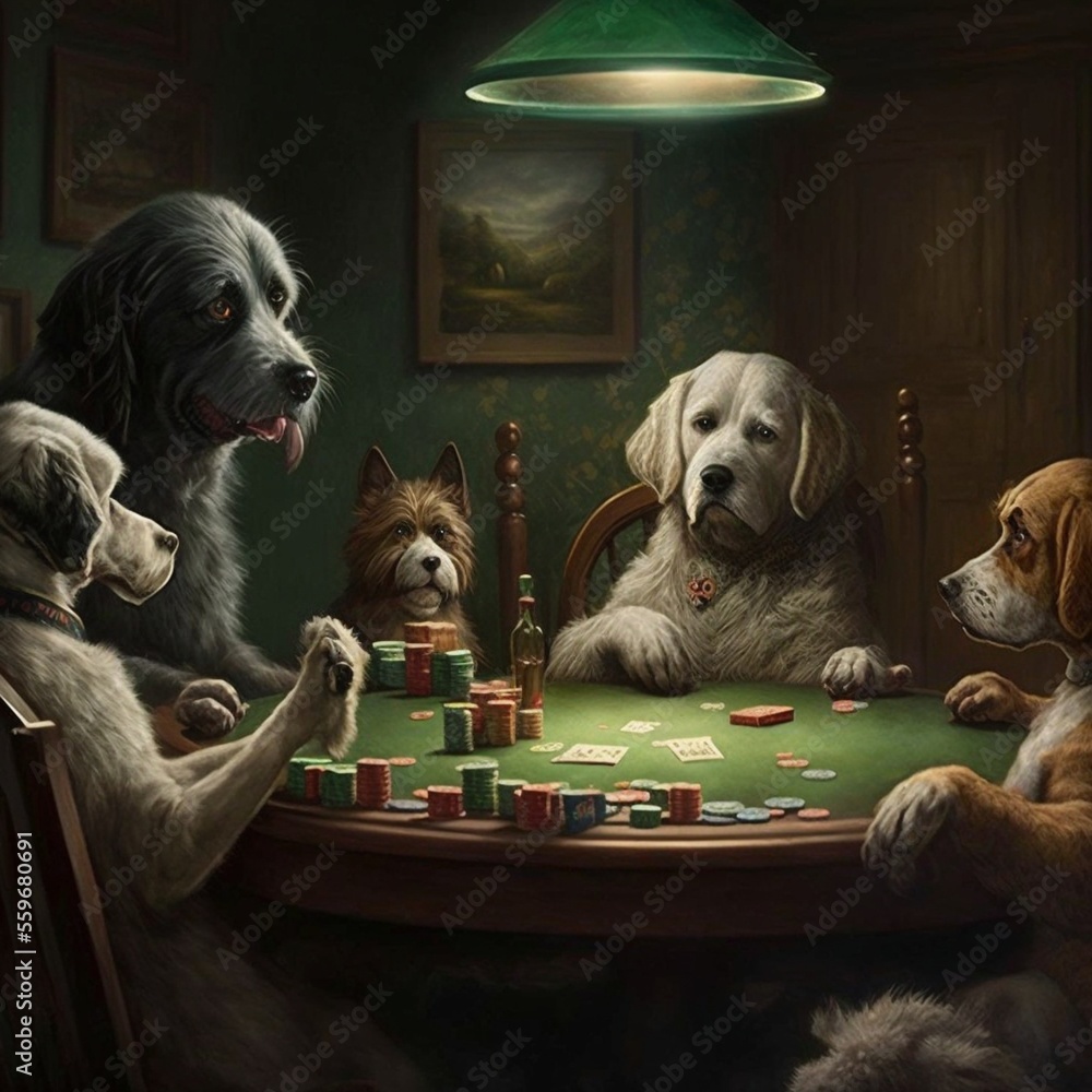 Dogs Playing Poker Stock Illustration | Adobe Stock