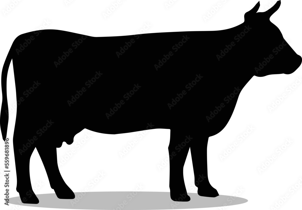 Cows Silhouette, cute Cows Vector Silhouette, Cute Cows cartoon ...
