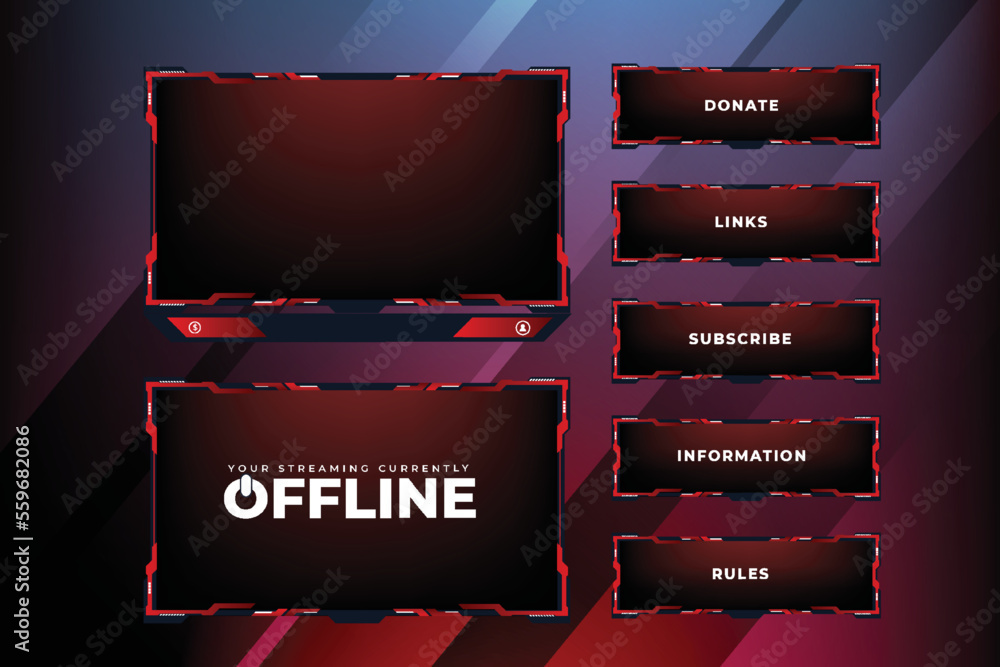 Broadcast gaming screen interface. Live streaming overlay and screen ...