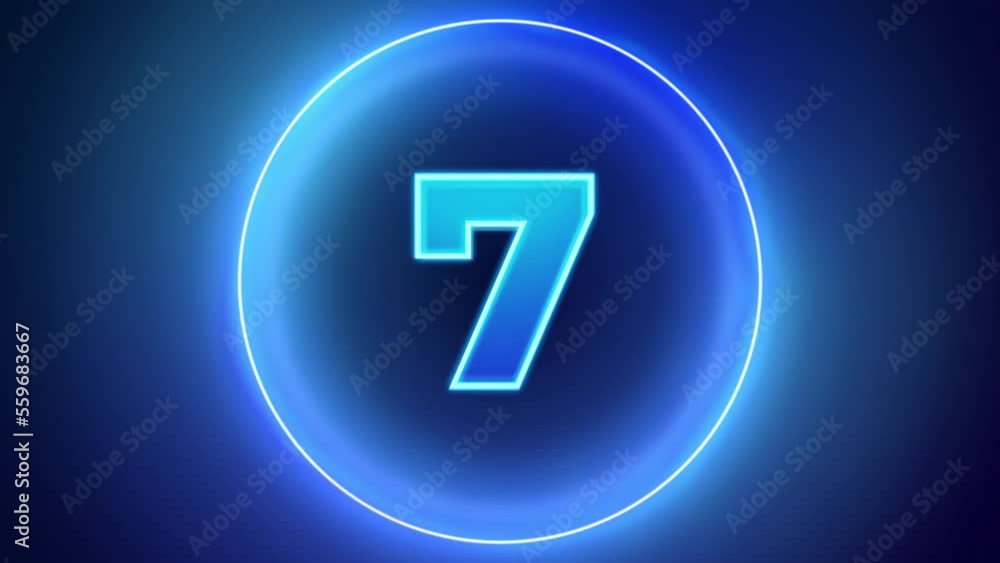 Digital Blue Neon Modern 10 Seconds Countdown Timer Clock Top 4K Clean ...
