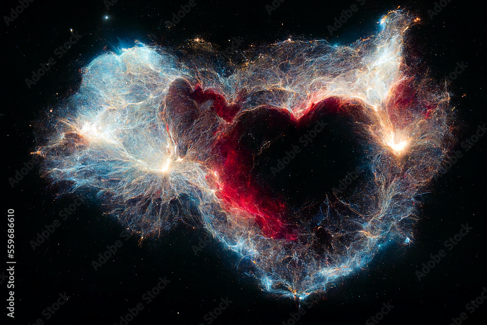 Exploding Heart of Deep Space made in part with Generative AI Stock ...
