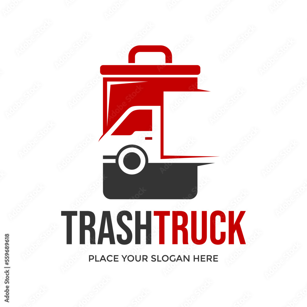 Trash truck vector logo template. This design use trash and truck ...
