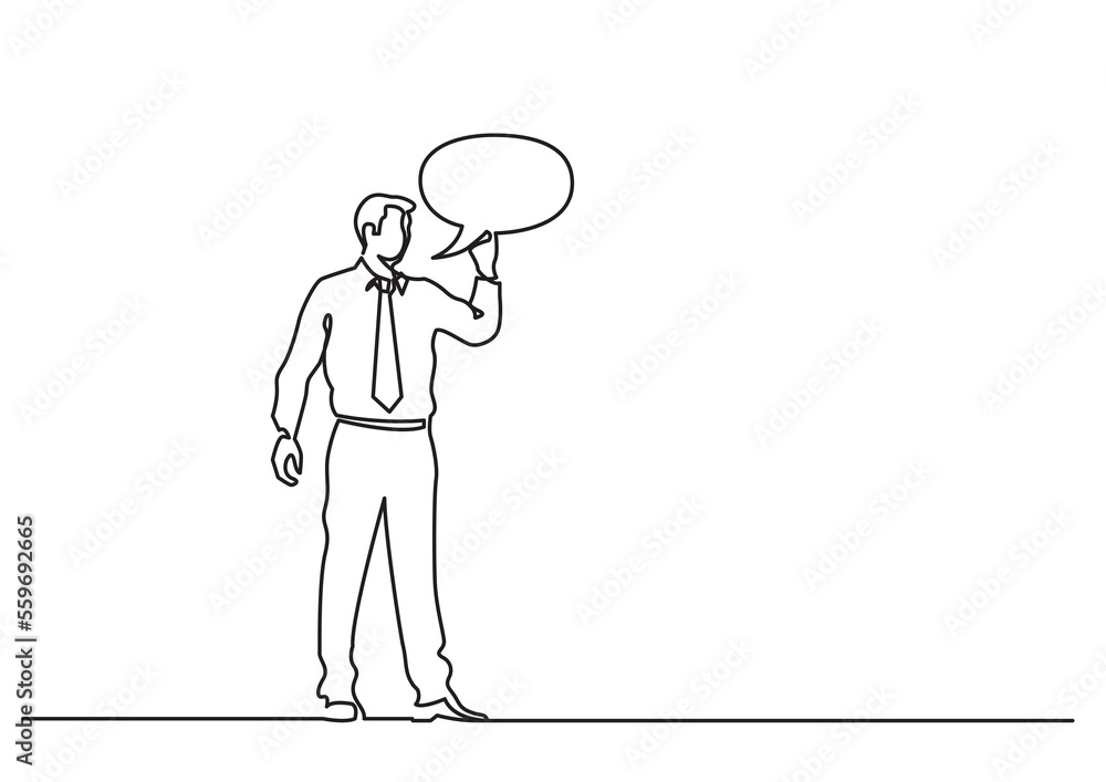 continuous line drawing businessman expressing his opinion PNG image ...