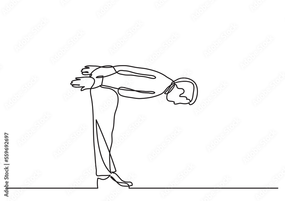 continuous line drawing businessman man bowing down PNG image with ...