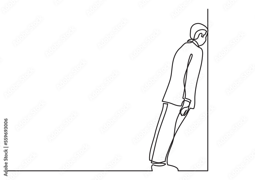 continuous line drawing man stuck in dead end PNG image with ...