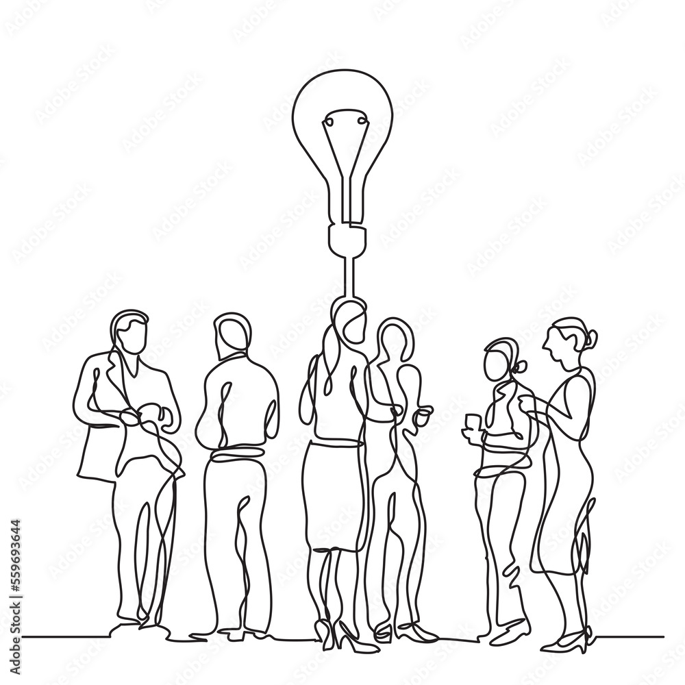 continuous line drawing team discussion idea PNG image with transparent ...