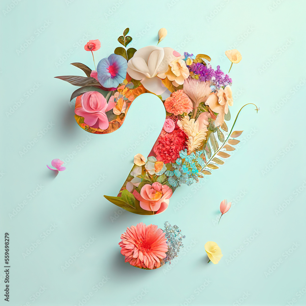 ภาพประกอบสต็อก Creative Spring question mark concept made of colorful ...