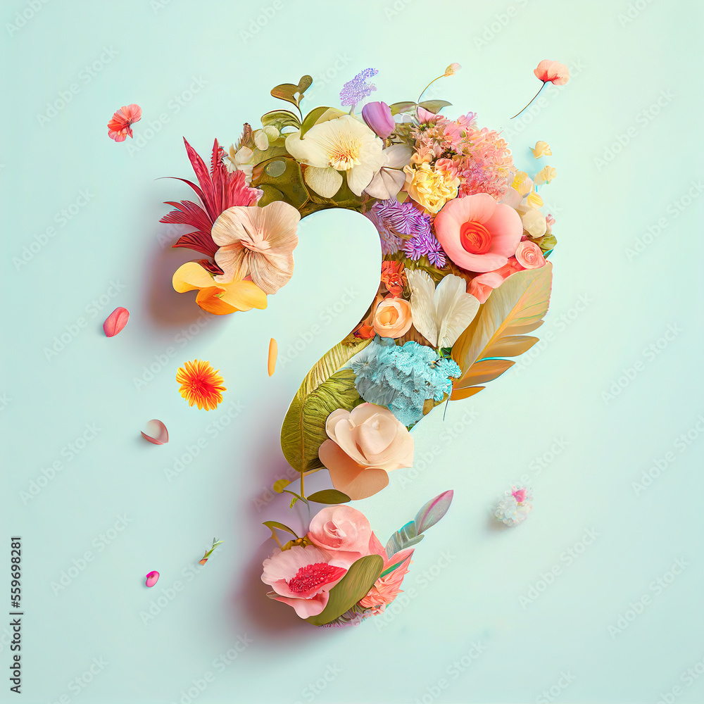 Creative Spring question mark concept made of colorful pastel flowers ...