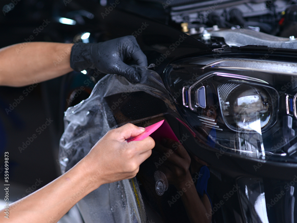 Side view of car window tint, ceramic film provides heat rejection and ...