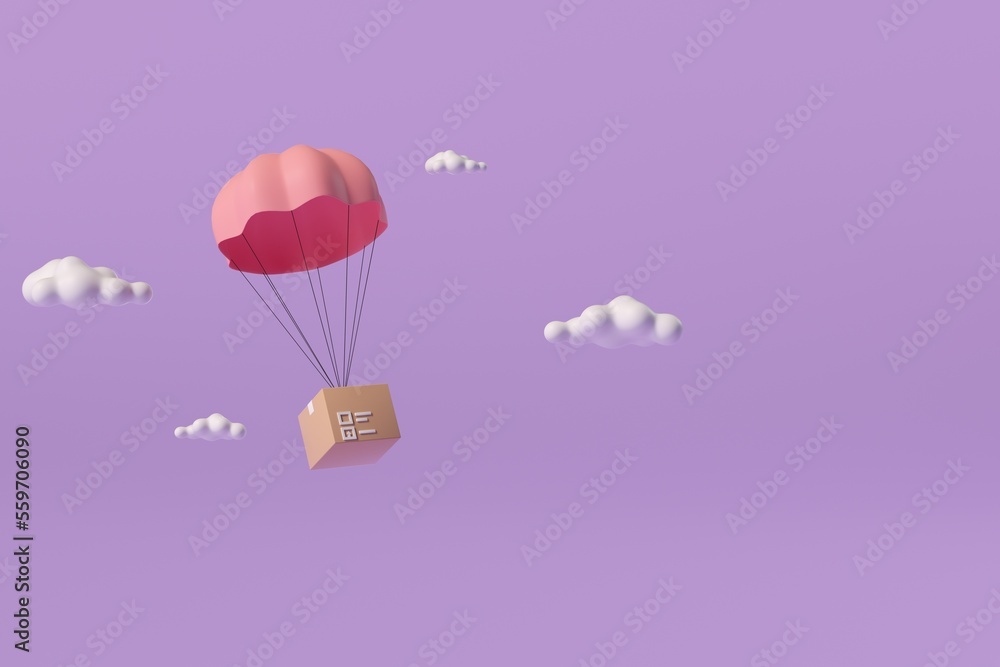 A pink parachute leapt down as it fluttered through the air as white ...