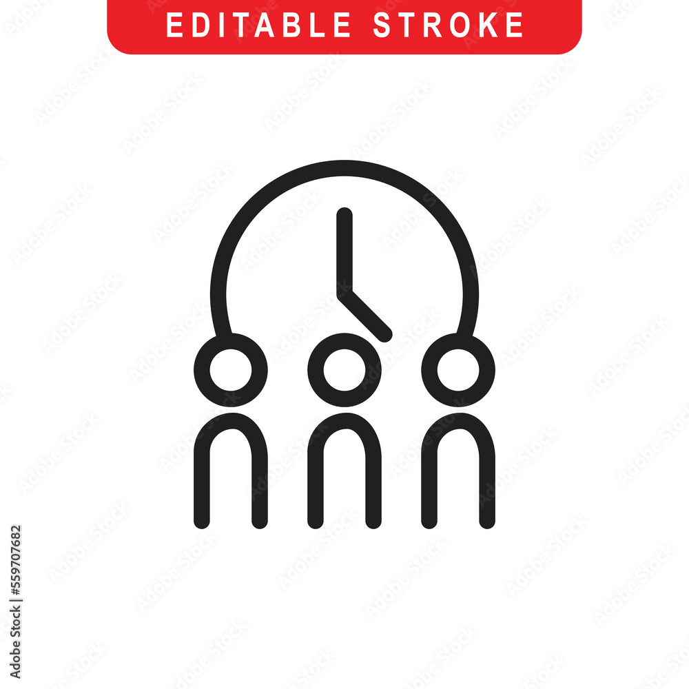 Vetor de Queue Outline Icon. Waiting List Line Art Logo. Vector ...