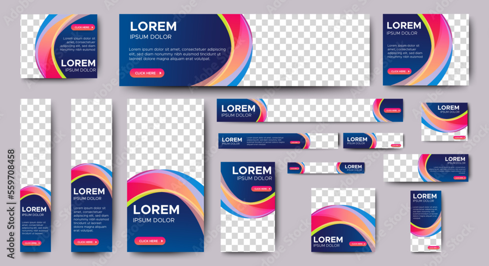 Abstract banner design web template Set, Horizontal header web banner ...