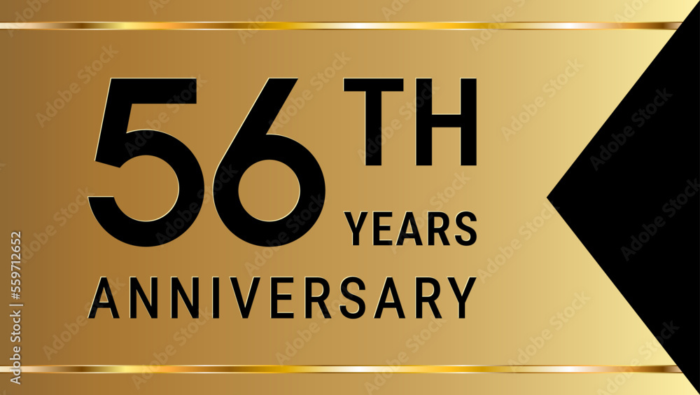 56th Anniversary. Anniversary template design with golden text and ...