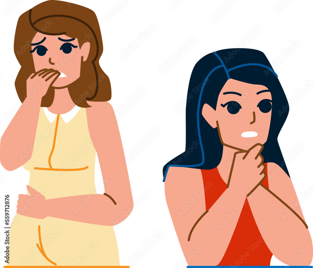 woman worried vector. female young, girl, sad, face trouble, unhappy ...