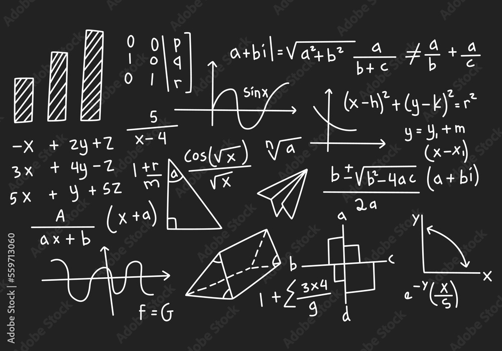 Vector realistic math chalkboard background illustration Stock Vector ...