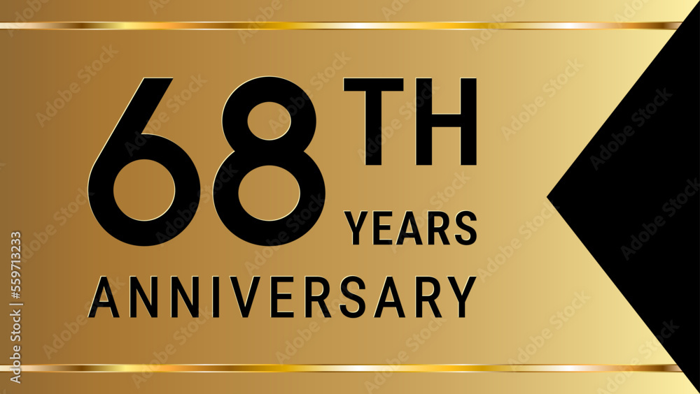 68th Anniversary. Anniversary template design with golden text and ...