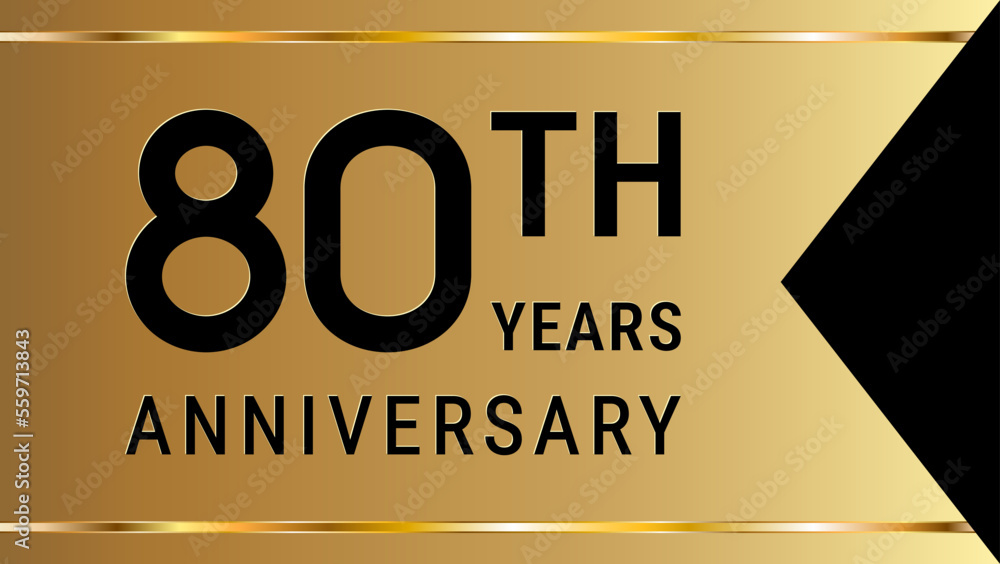 80th Anniversary. Anniversary template design with golden text and ...