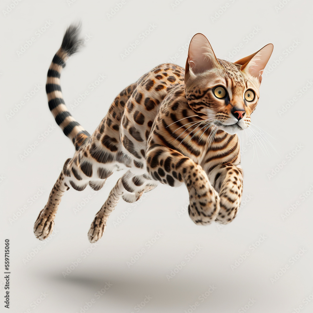 Hyper Realistic Bengal Cat on Clean White Clean Background - A ...