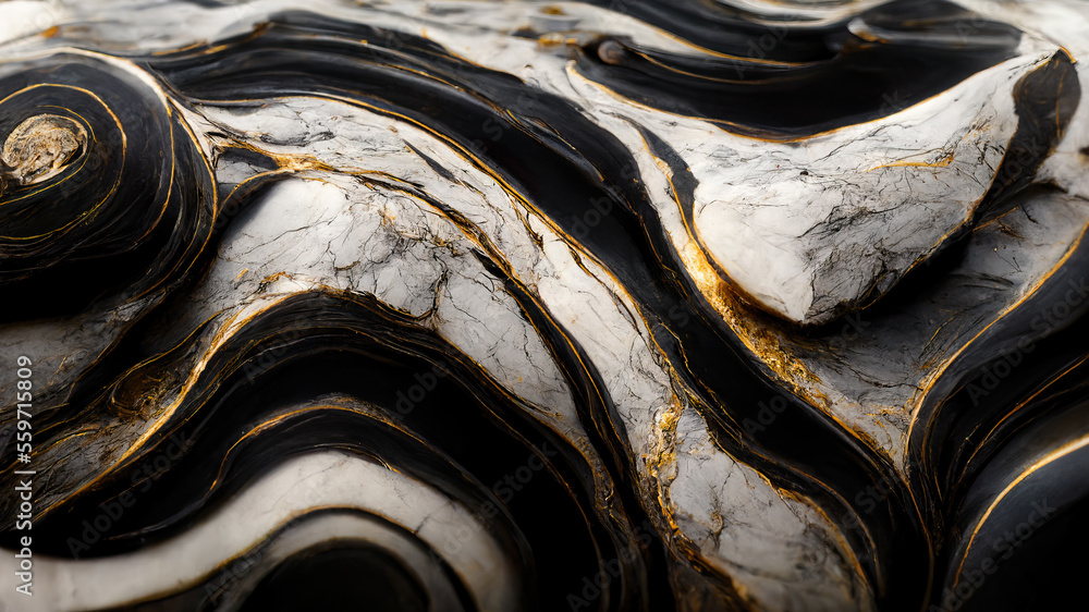 Abstract swirling black and white marble stone wallpaper. Texture ...