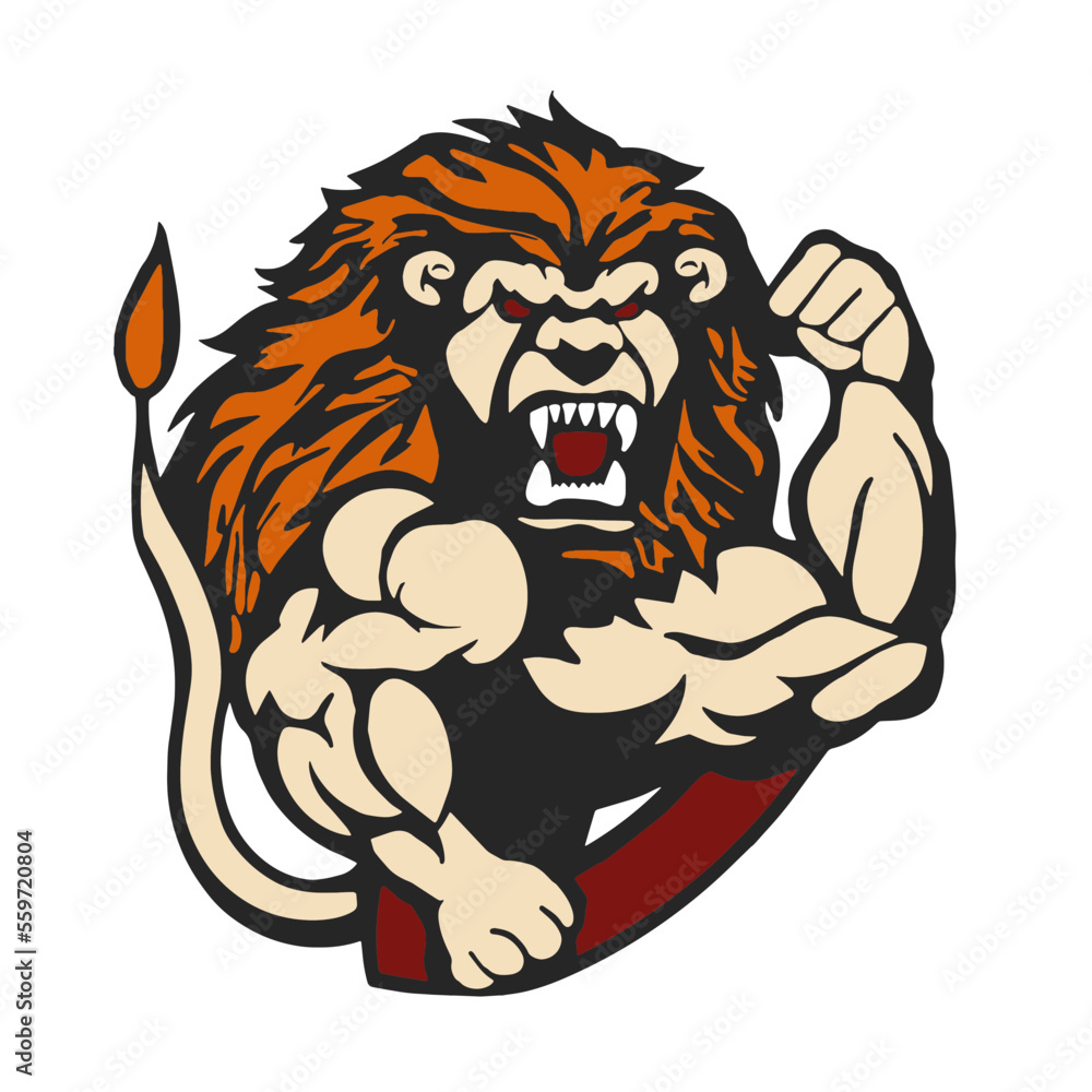 Muscular Lion Maskot Stock Vector | Adobe Stock