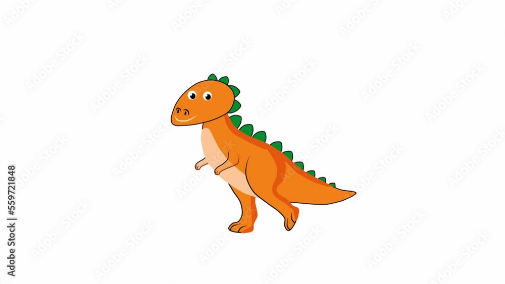 Cartoon dinosaur walks 2d animation clip on walk background Stock Video ...