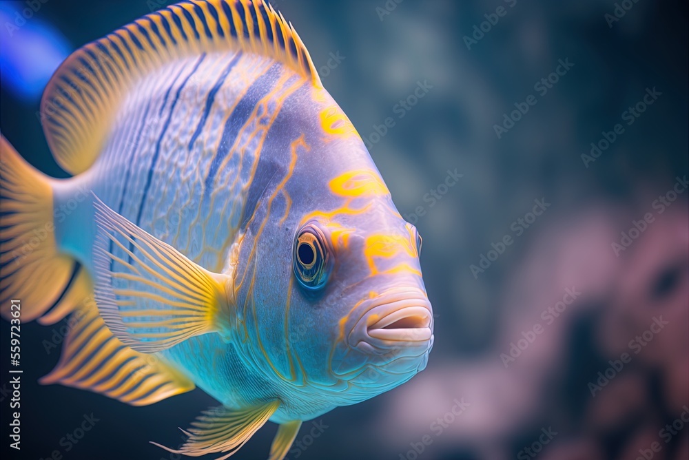Marine life in an aquarium or zoo captured in close-up. Generative AI ...